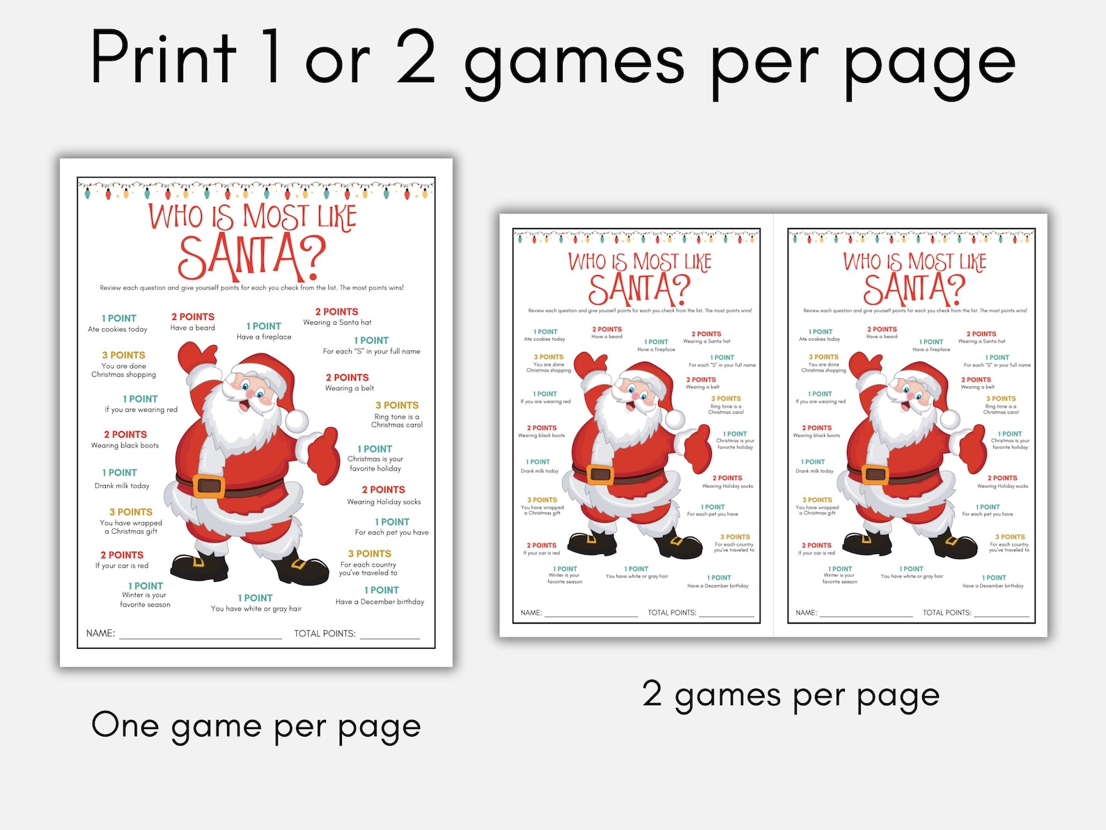 Who is Most Like Santa Game, Christmas Party Icebreaker Game, Printable ...