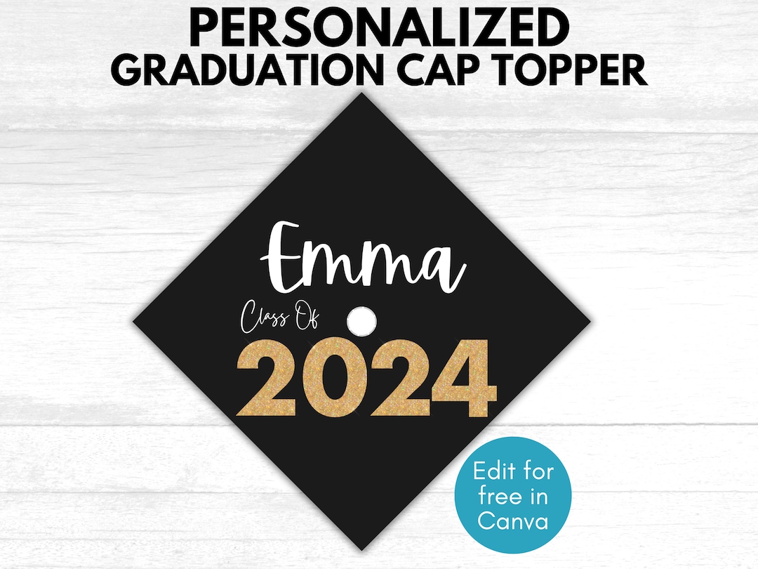 Personalized Graduation Cap Topper Canva Template, Editable Graduation ...