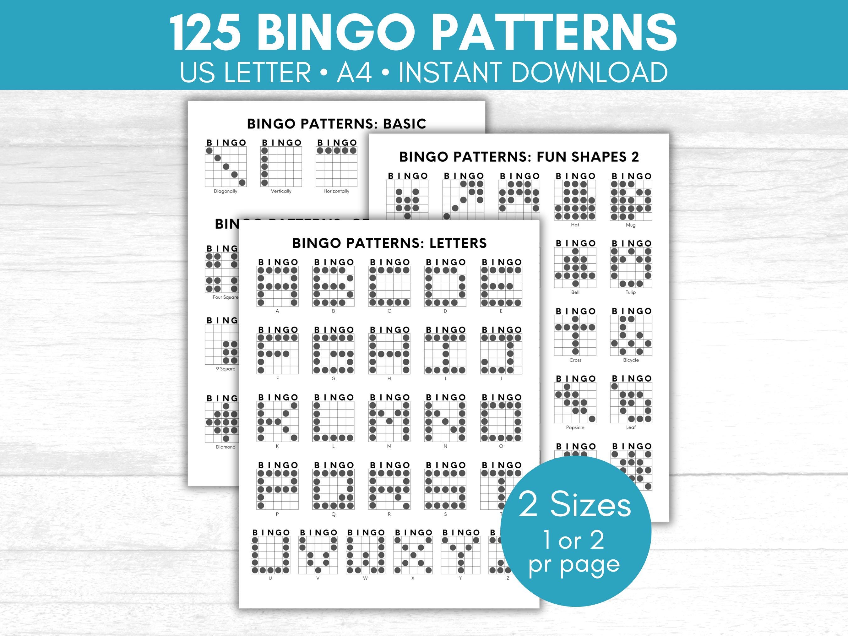 125 Bingo Patterns Printable, Bingo Winning Patterns, Bingo Shapes ...