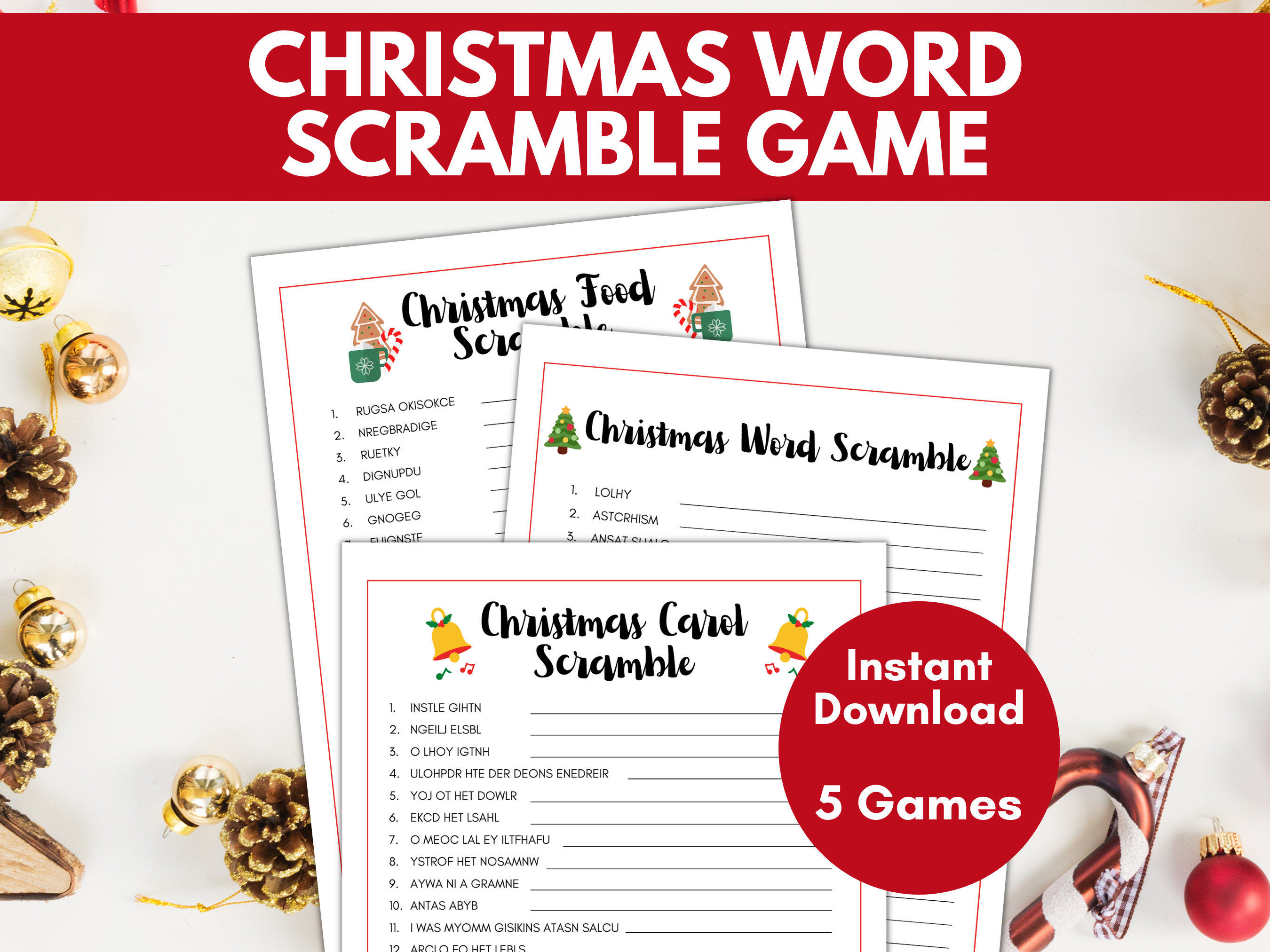 Christmas Word Scramble, Word Scramble Printable, Christmas Activity ...