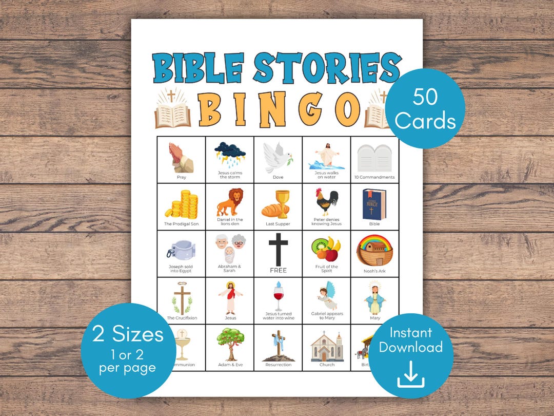 Bible Stories Bingo, Printable Bible Bingo Cards for Kids, Sunday ...