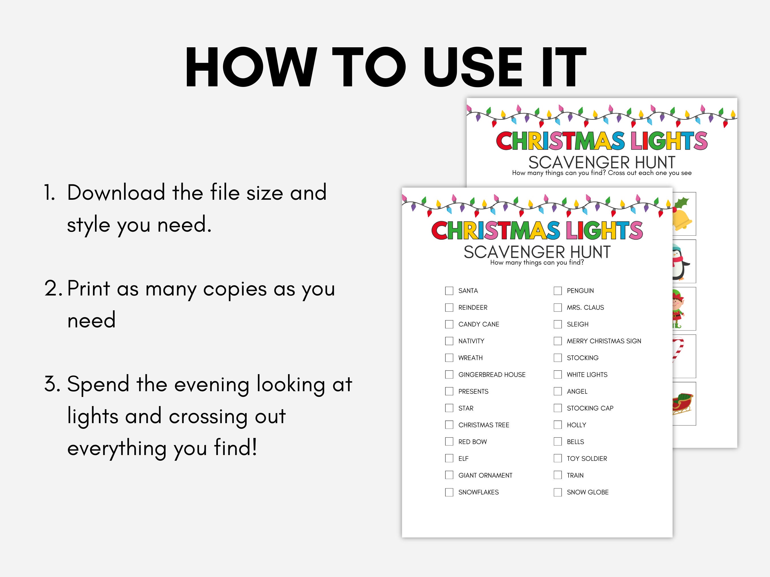 Christmas Lights Scavenger Hunt Holiday Scavenger Hunt - Etsy