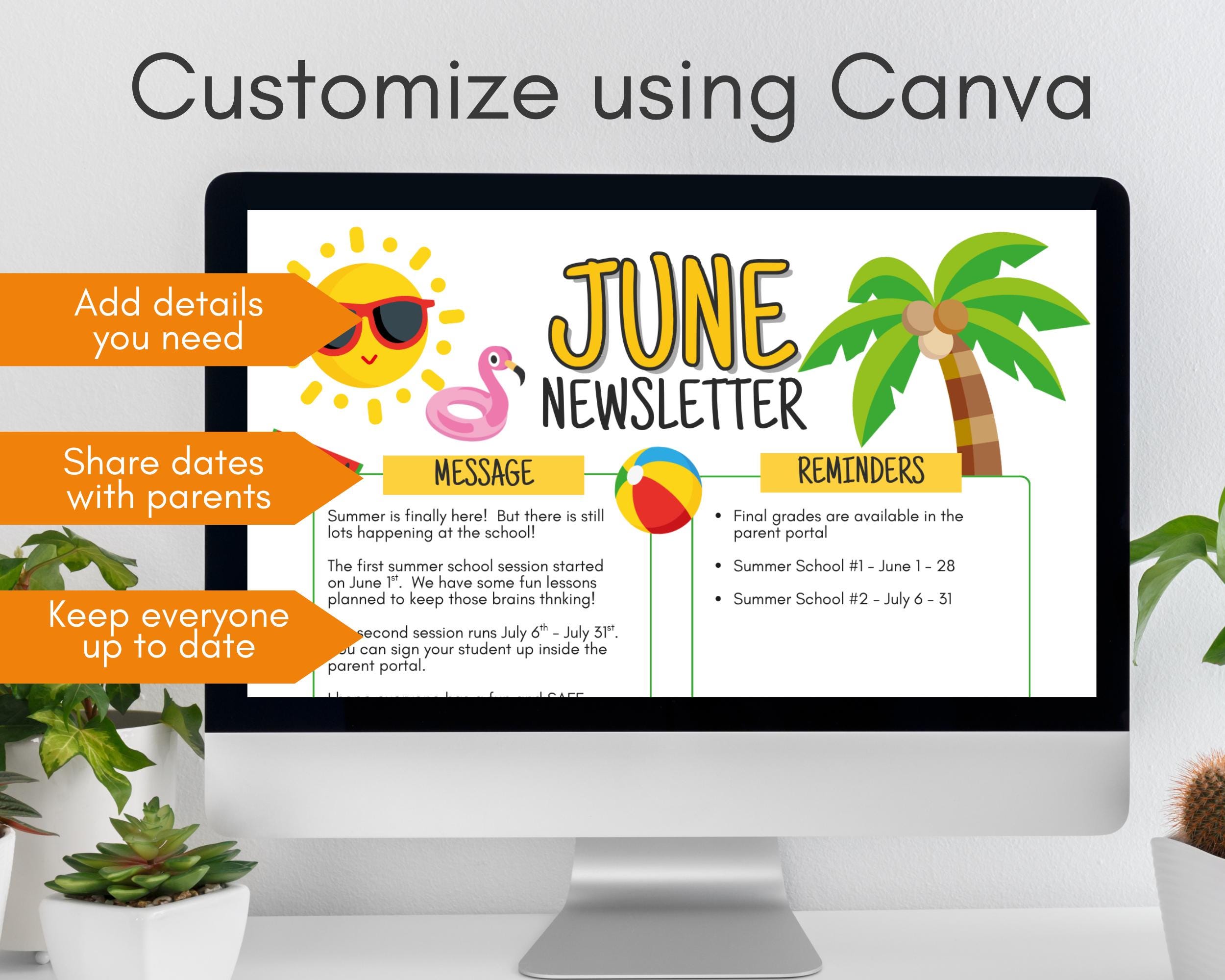 June Classroom Newsletter Template, Summer School Classroom Newsletter ...