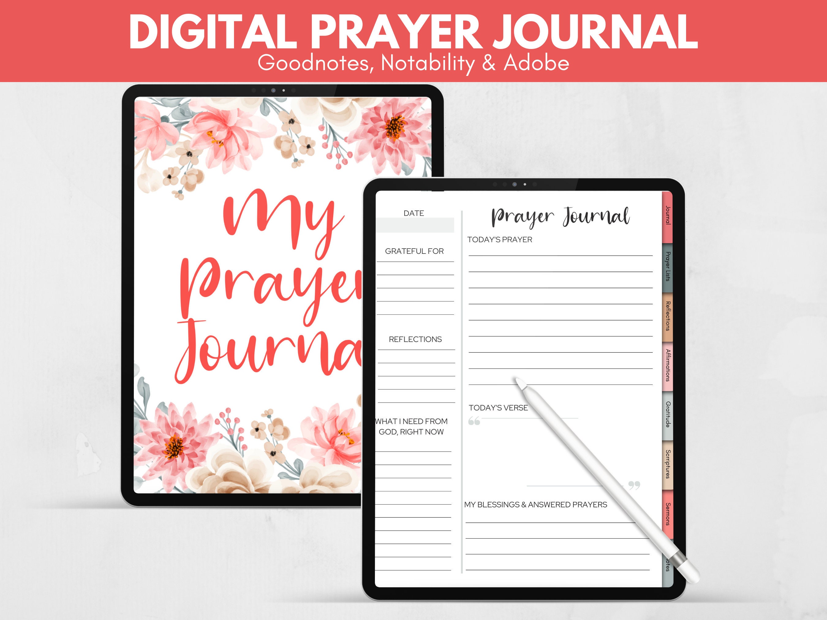 Digital Prayer Journal, Digital Planner, Pray Journal Templates, Faith ...