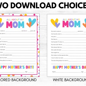 All About My Mom Printable Mother's Day Gift All About - Etsy