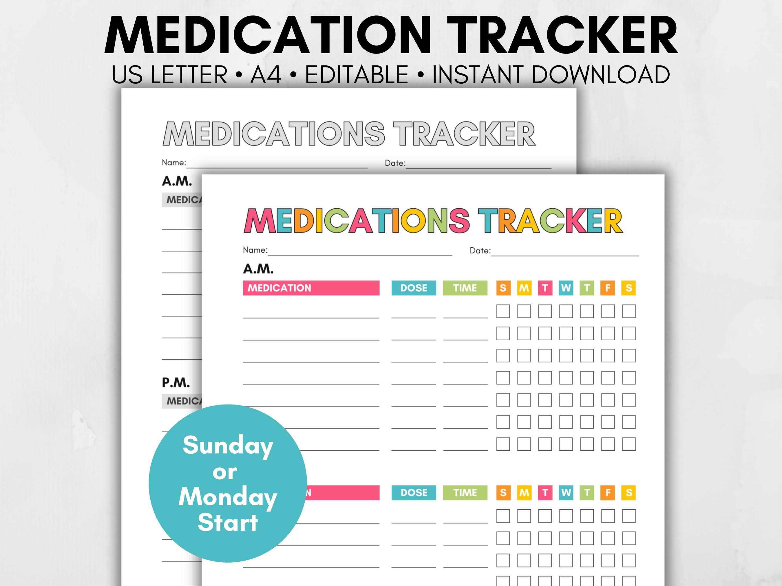 Medication Tracker Template, Printable Weekly Med Planner, Daily Pill ...