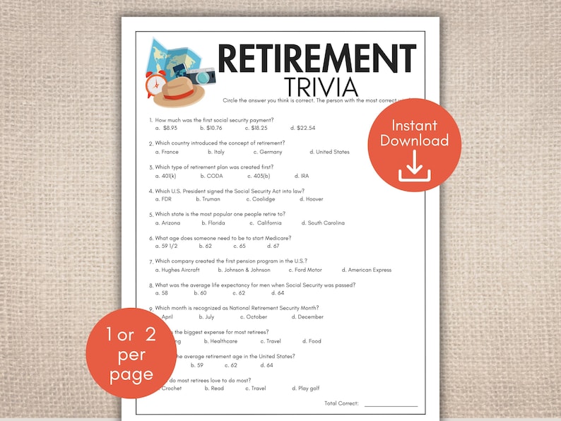 Retirement Trivia Game, Retirement Quiz, Fun Farewell Idea, Office ...