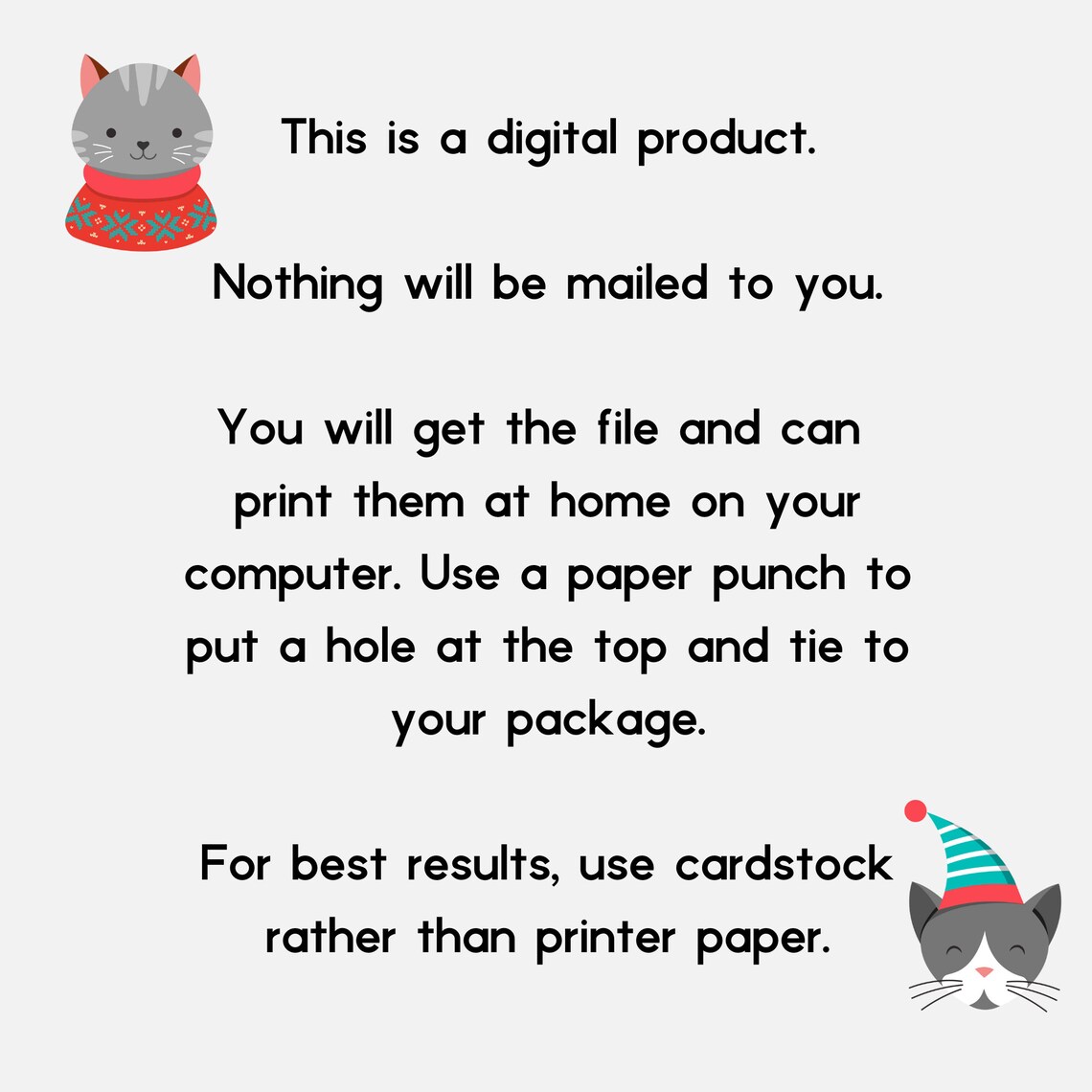 Printable Christmas Cat Gift Tags, Kitty Cat Gift Tags, Cat Lover Gift ...