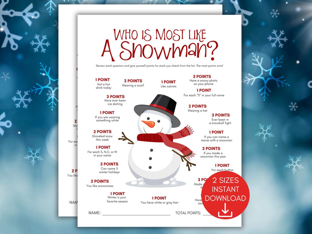 Who is Most Like A Snowman, Office Party Game, Office Icebreaker Game ...