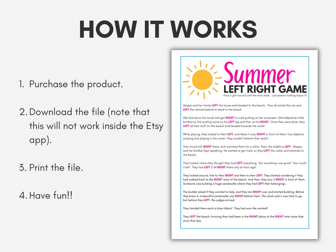Summer Left Right Game, Summer Left Right Poem, Summer Family Runion ...