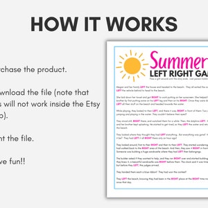 Summer Left Right Game, Summer Left Right Poem, Summer Family Runion ...