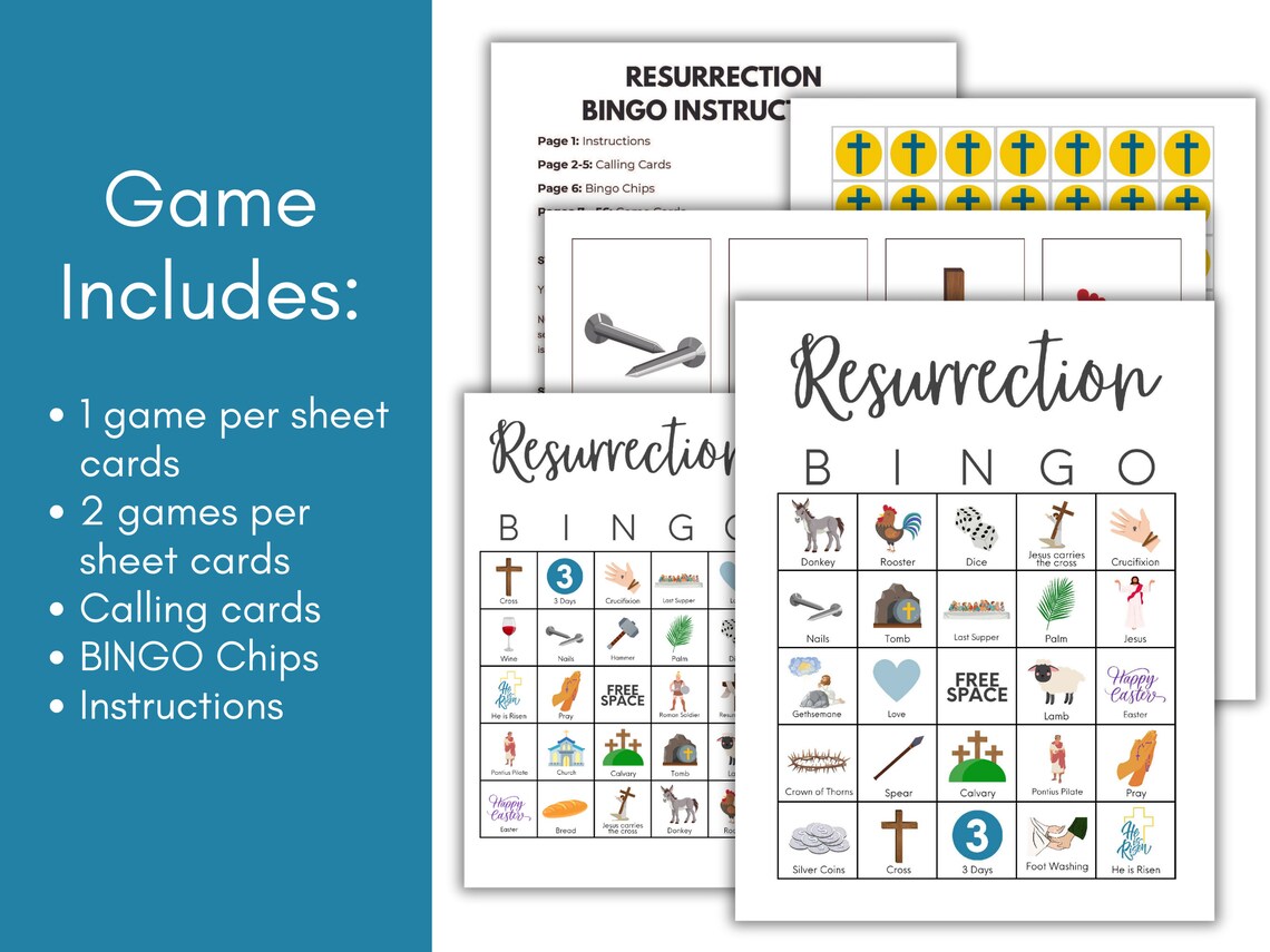 Resurrection Bingo Game, Bible Bingo, Easter Bingo, Holy Week Bingo ...