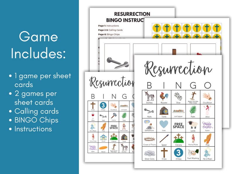 Resurrection Bingo Game, Bible Bingo, Easter Bingo, Holy Week Bingo ...