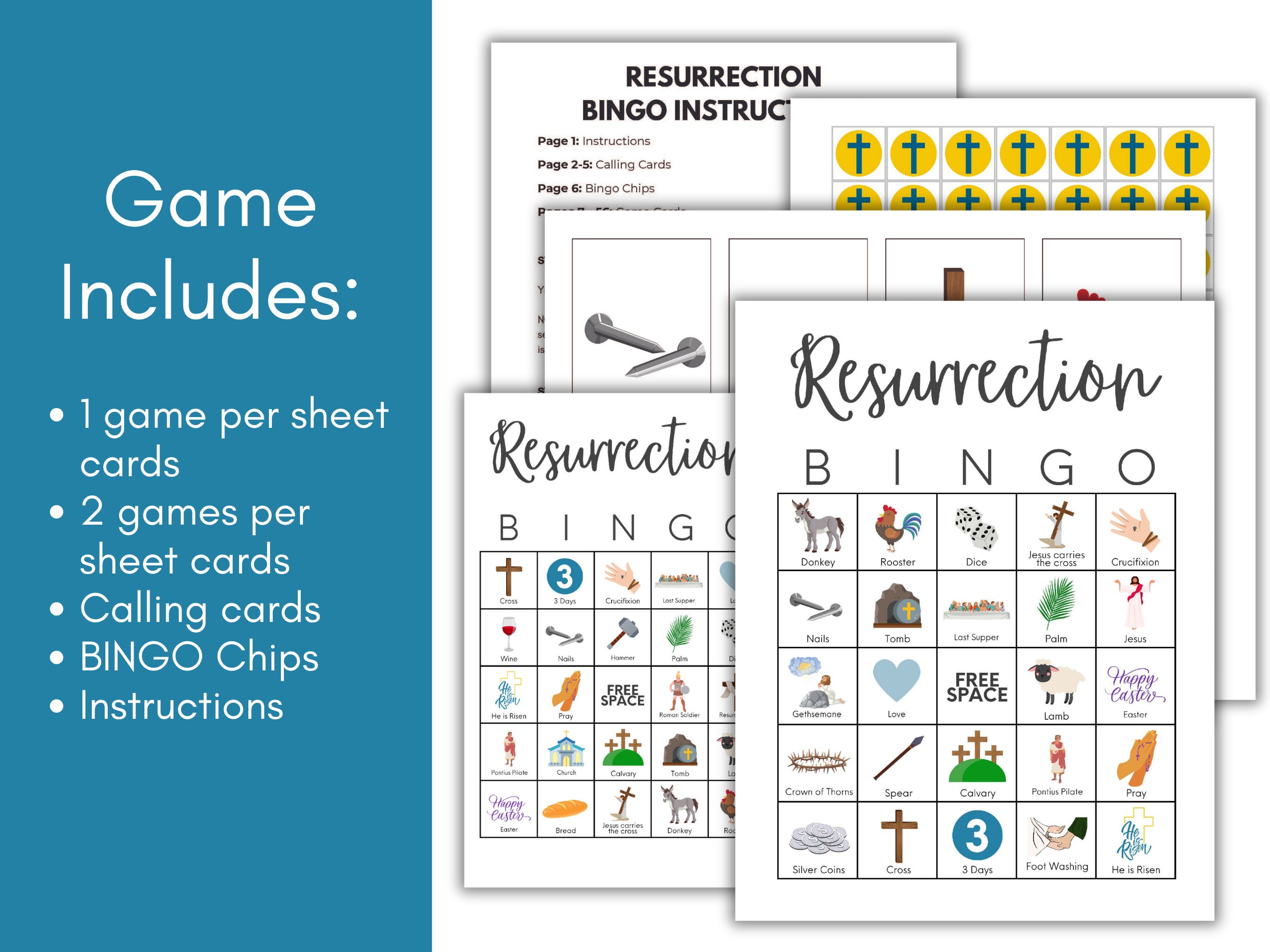 Resurrection Bingo Game, Bible Bingo, Easter Bingo, Holy Week Bingo ...