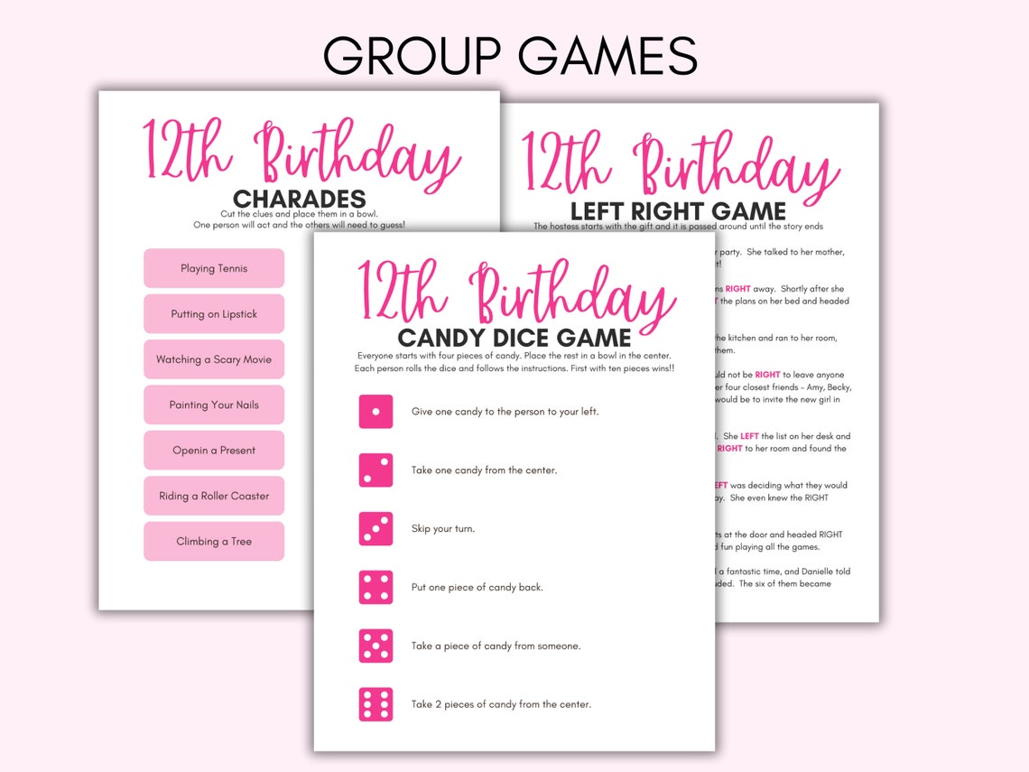 12th Birthday Party Games, 12 Year Old Party Games, Twelfth Birthday ...