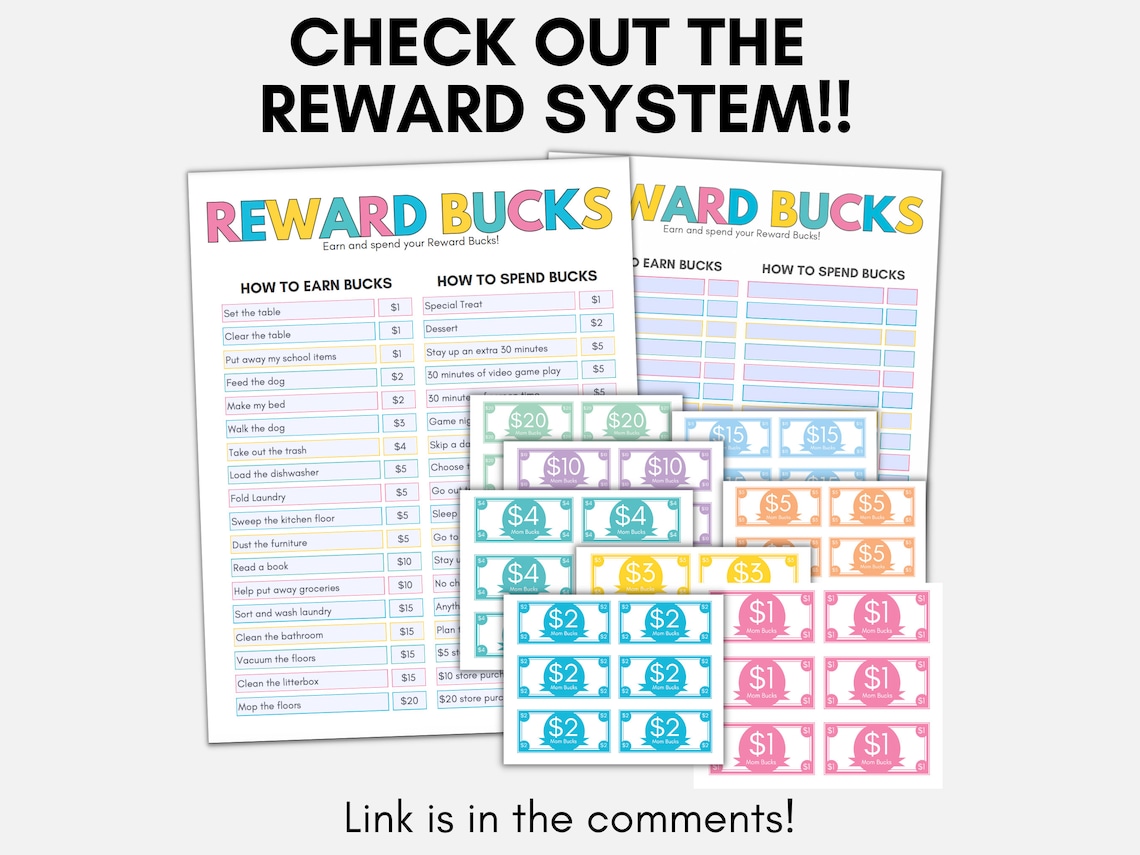 Editable Reward Bucks Printable, Behavior Bucks, Mom Bucks Daddy Bucks ...