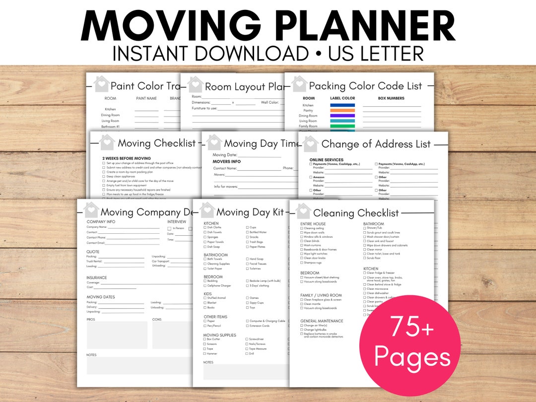 Moving Checklist, Moving Planner, Moving Binder, Movin Labels, Garage ...