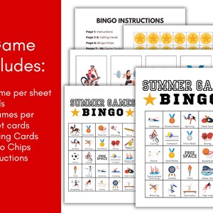 Summer Games Bingo, Sports Bingo Game, Summer Bingo, July Sports ...
