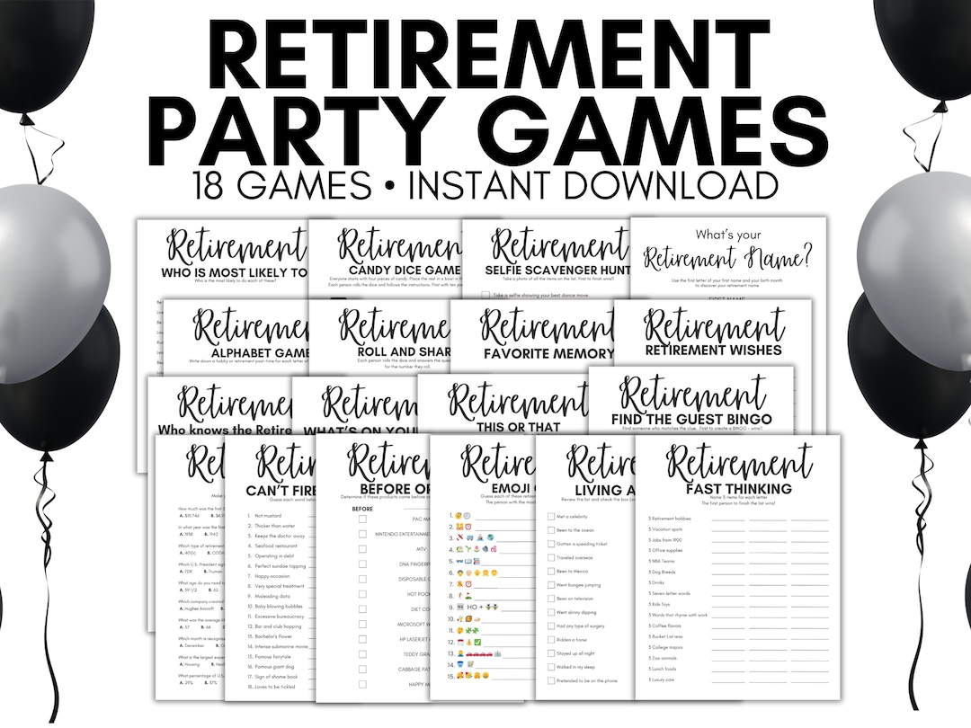 Retirement Party Games, Retirement Game Bundle, Retirement Office Party ...