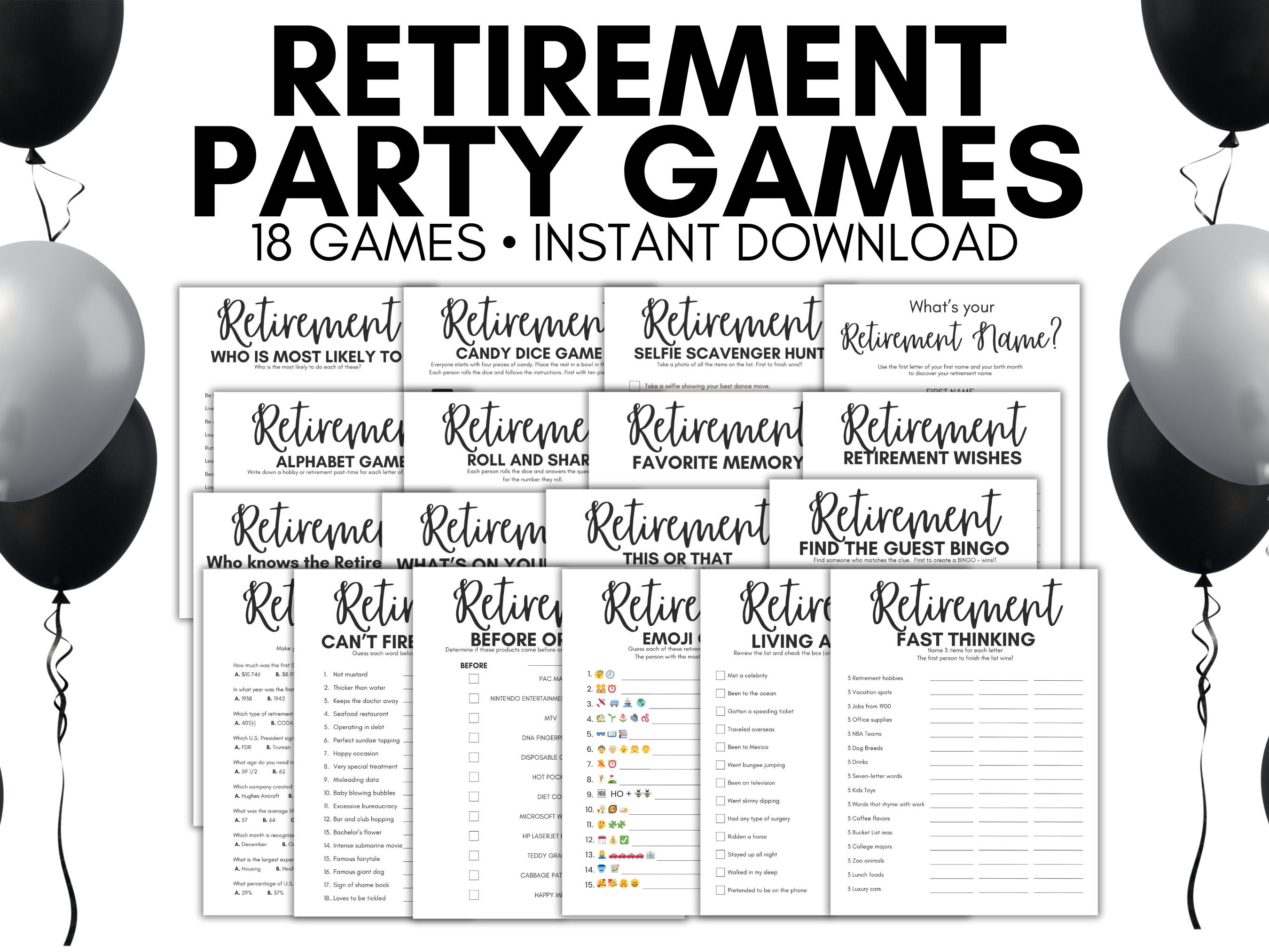 Retirement Party Games, Retirement Game Bundle, Retirement Office Party ...