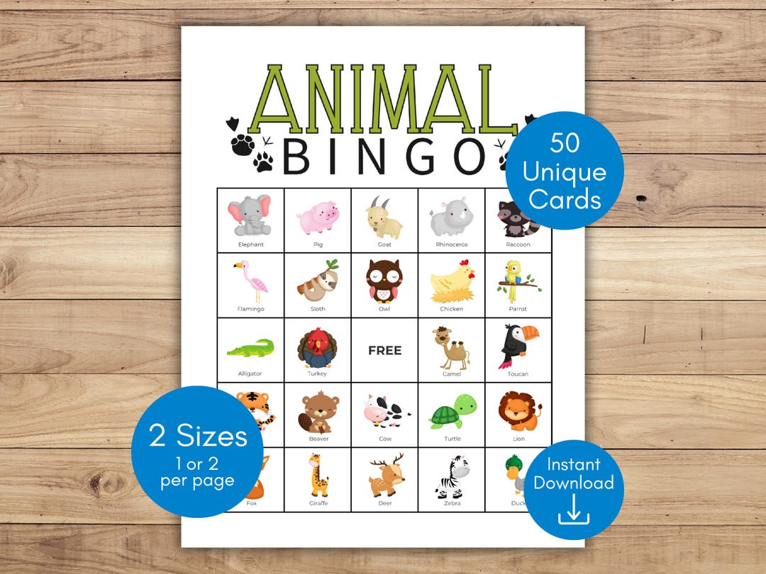 Animal Bingo, Printable Animal Bing Cards, Zoo Bingo, Zoo Activity ...