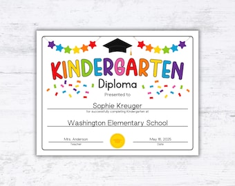 Editable Kindergarten Diploma, Kindergarten Graduation Template ...