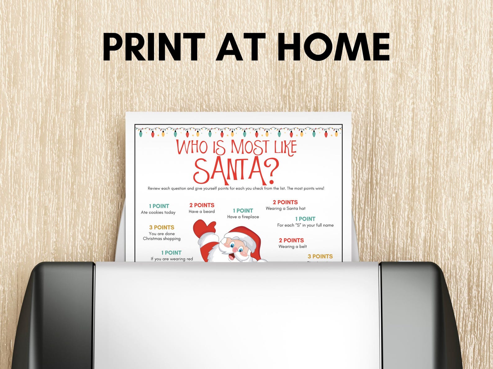 Who is Most Like Santa Game, Christmas Party Icebreaker Game, Printable ...
