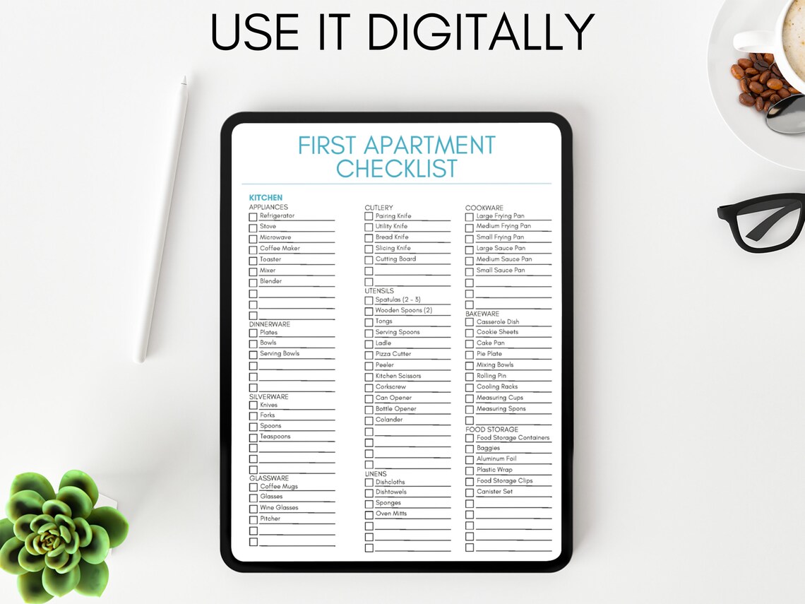 First Apartment Checklist, New Home Checklist, Moving Checklist, New ...
