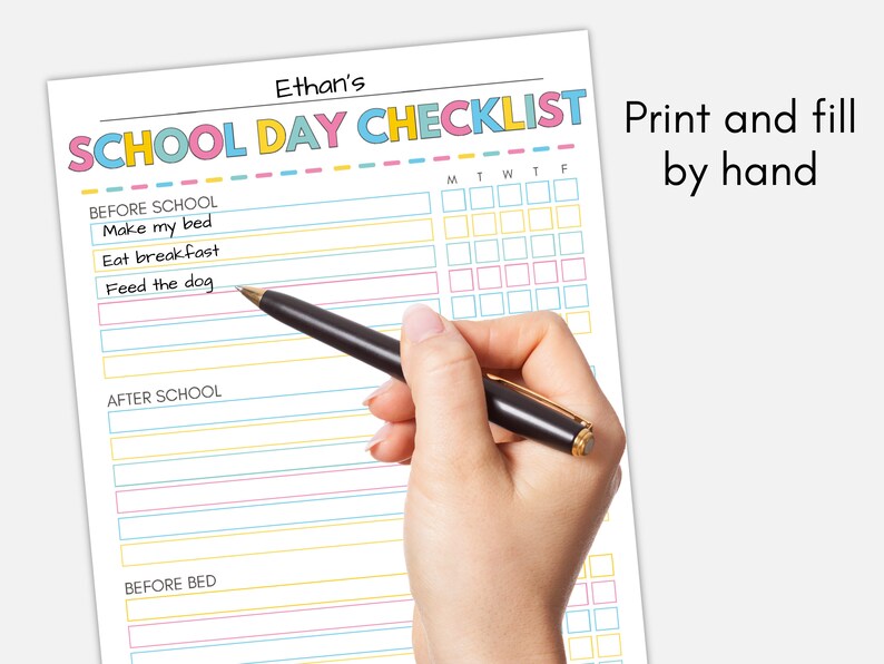 Kids Daily School Checklist, Kids Schedule, Kids Routine ...