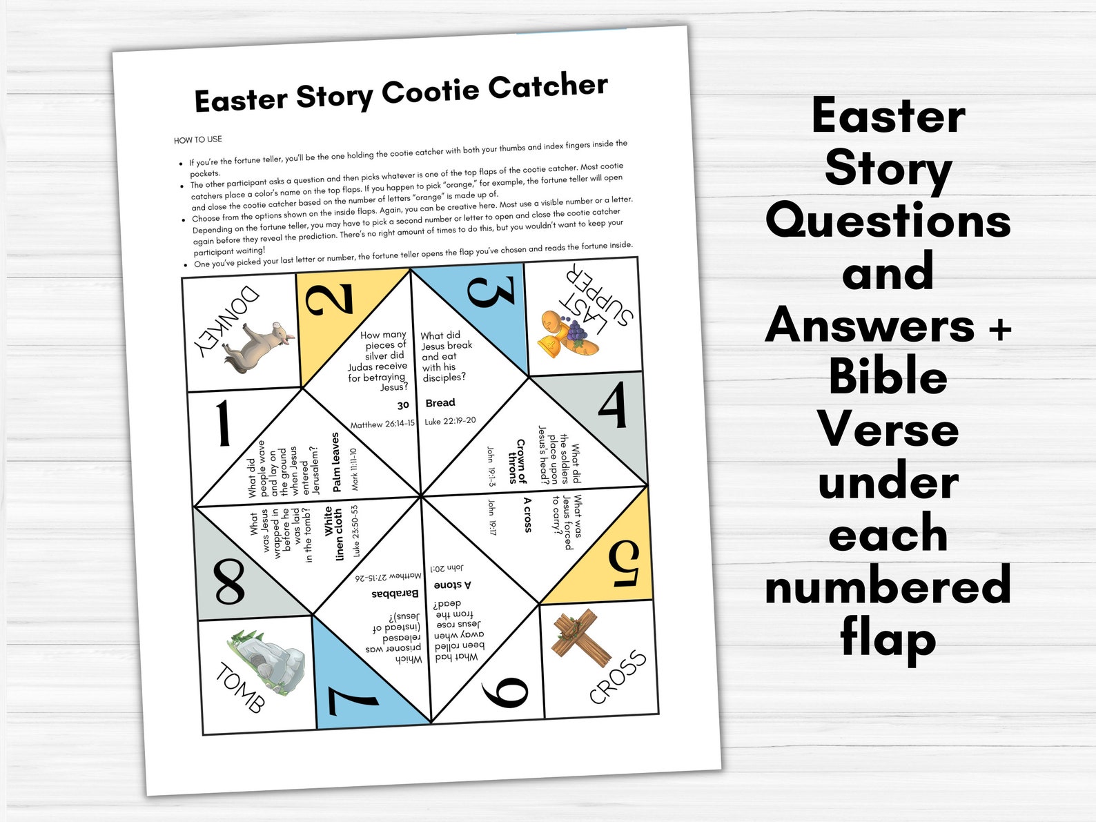 Easter Bible Story Cootie Catcher, Catholic Easter Story for Kids ...