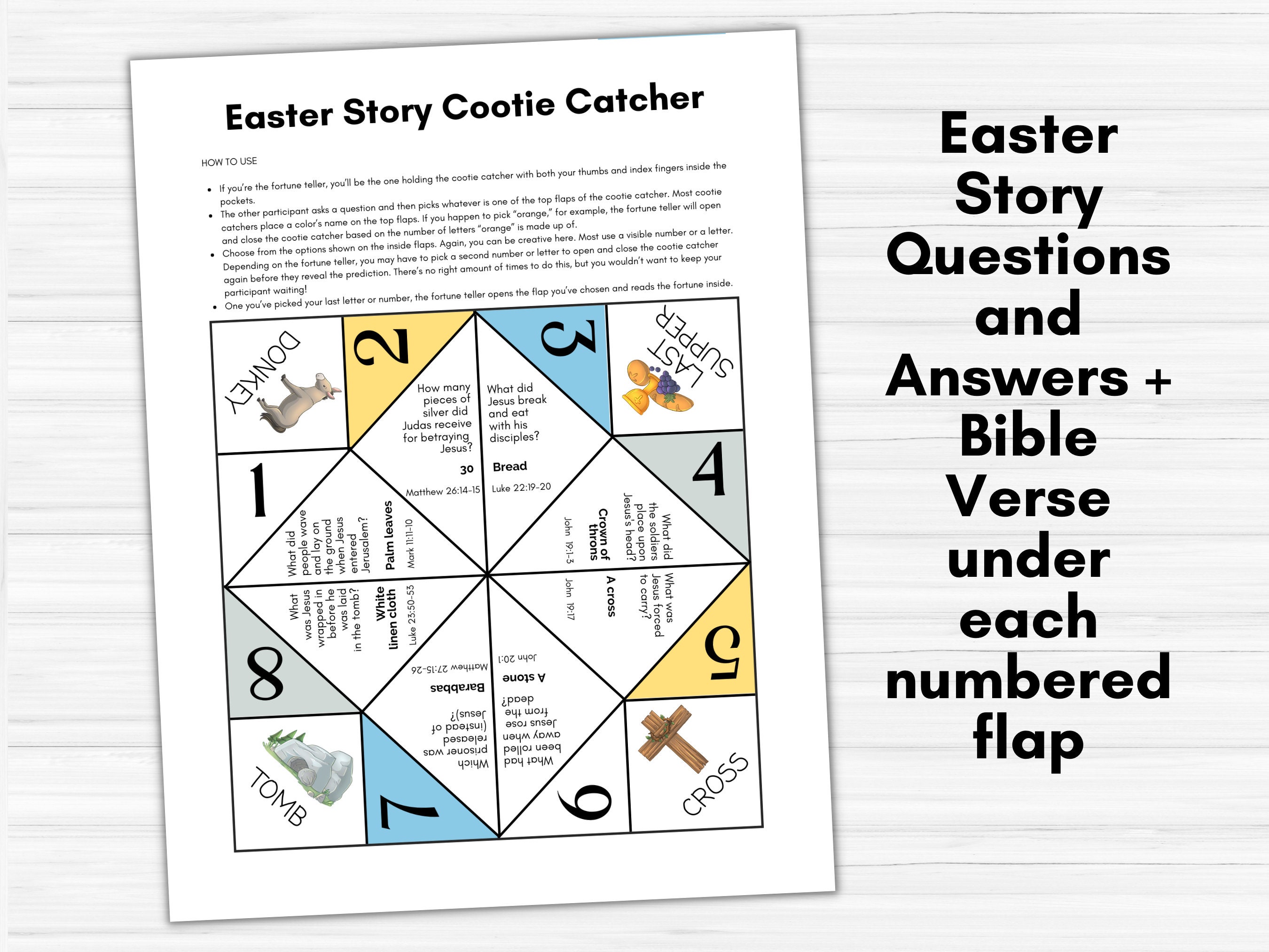 Easter Bible Story Cootie Catcher, Catholic Easter Story for Kids ...