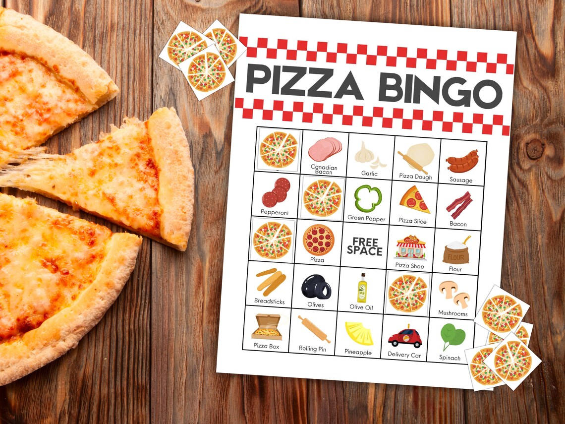 Pizza Bingo, Pizza Party Bingo, Pizza Party Game, Printable Bingo Game ...