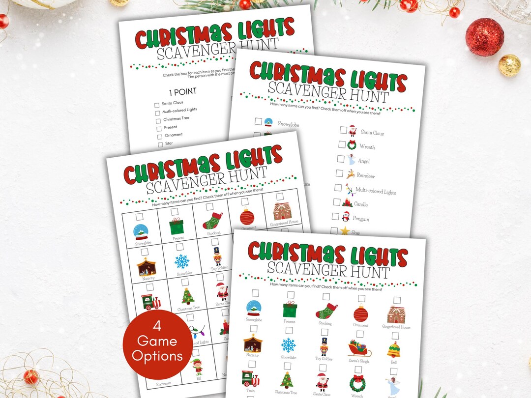 Christmas Lights Scavenger Hunt Printable, Holiday Treasure Hunt ...