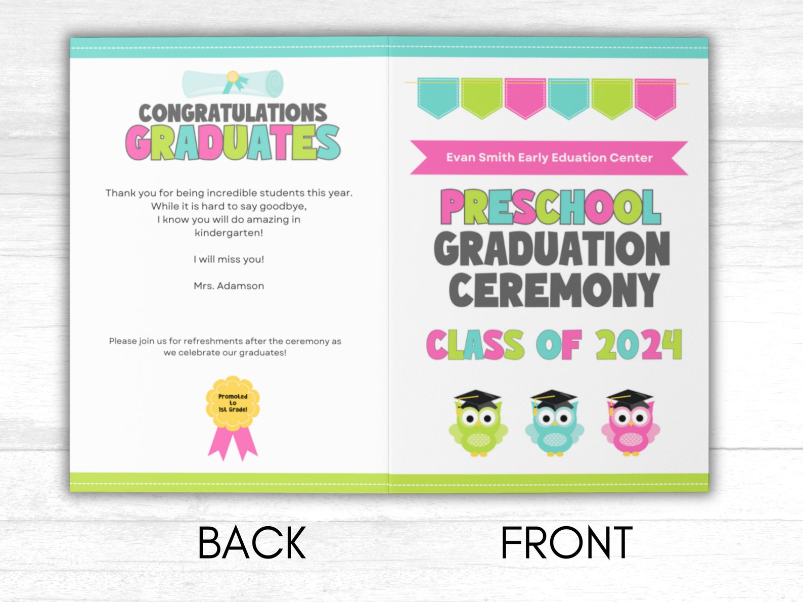 Preschool Graduation Program Template, Graduation Program for Preschool ...