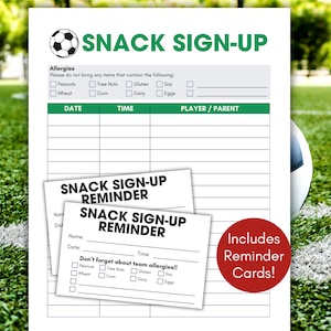 Soccer Snack Sign up Sheet, Soccer Snack Schedule Template, Team Mom ...