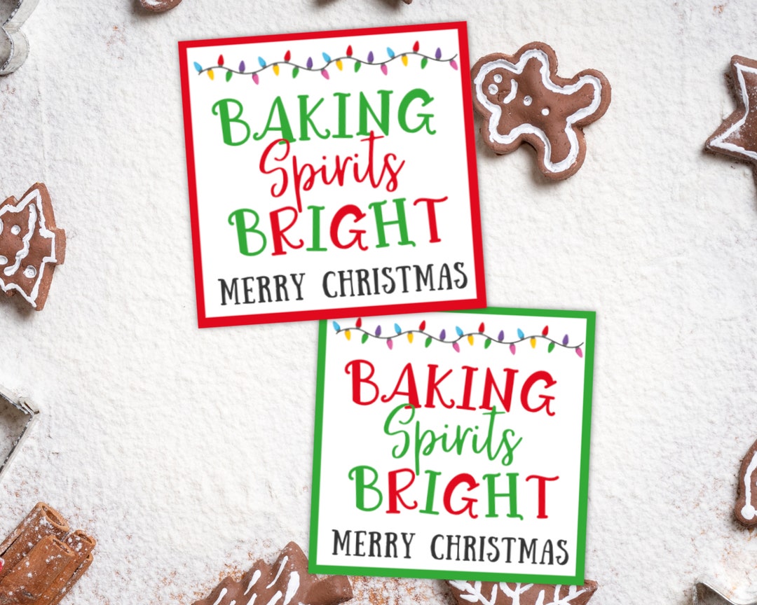 Baking Spirits Bright Cookie Tag, Baked Goods Gift Tag, Bread Printable ...