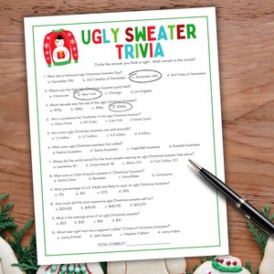 Ugly Sweater Party Trivia Game, Ugly Sweater Party Games, Office Party ...