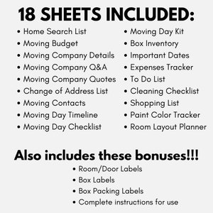 Moving Planner, Moving Spreadsheet, Moving Budget, Google Sheet ...