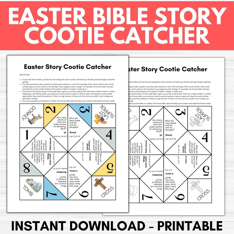 Easter Bible Story Cootie Catcher Catholic Easter Story for - Etsy