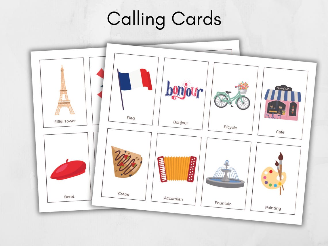 France Bingo, France Bingo Cards Printable Game, Paris France Travel ...