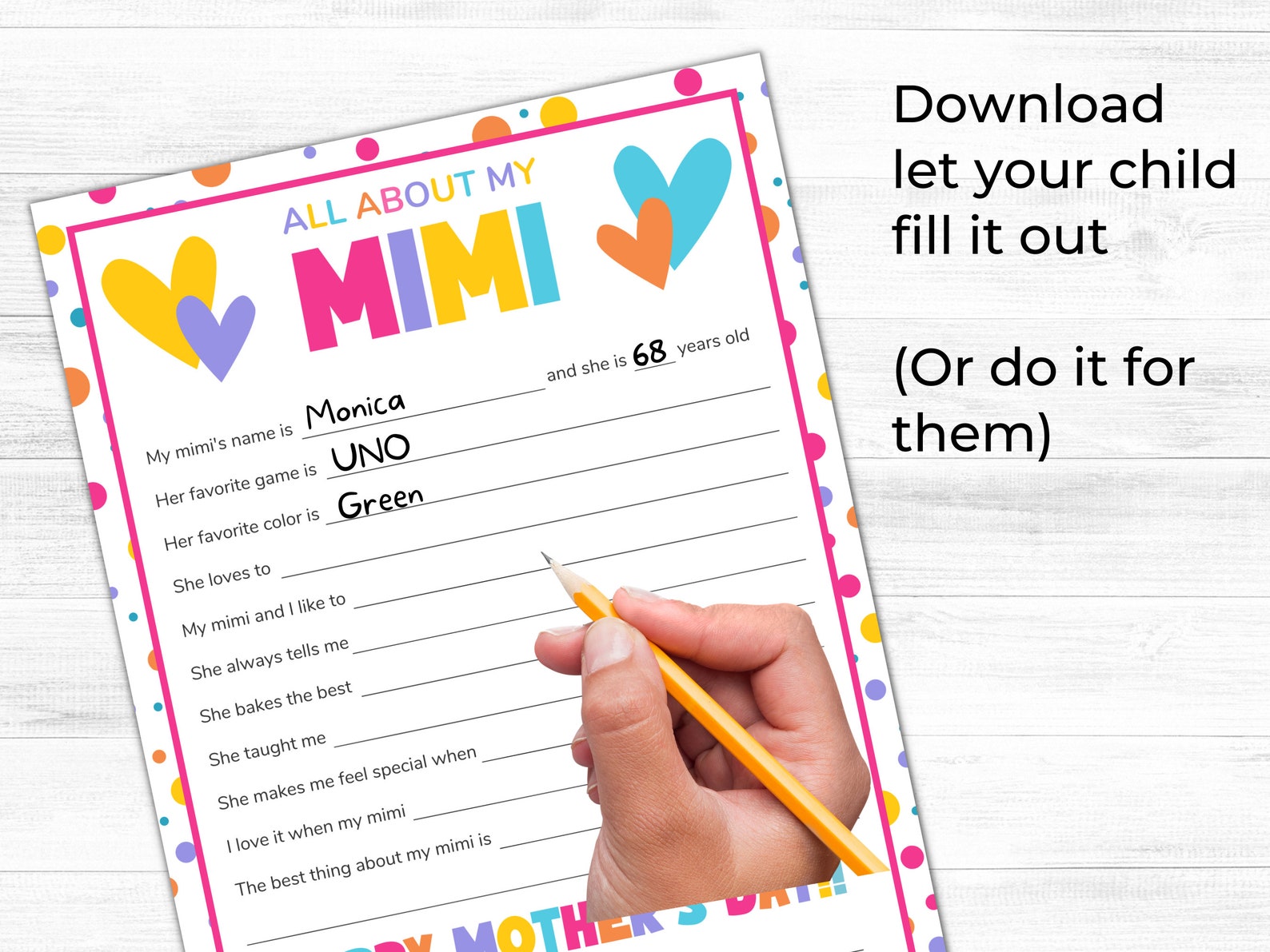 All About My Mimi Printable Grandma Mother's Day Gift - Etsy