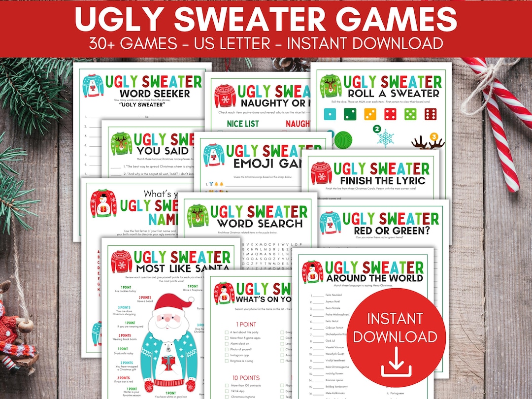 Ugly Sweater Party Games Bundle, Ugly Sweater Games, Ugly Sweater Day ...