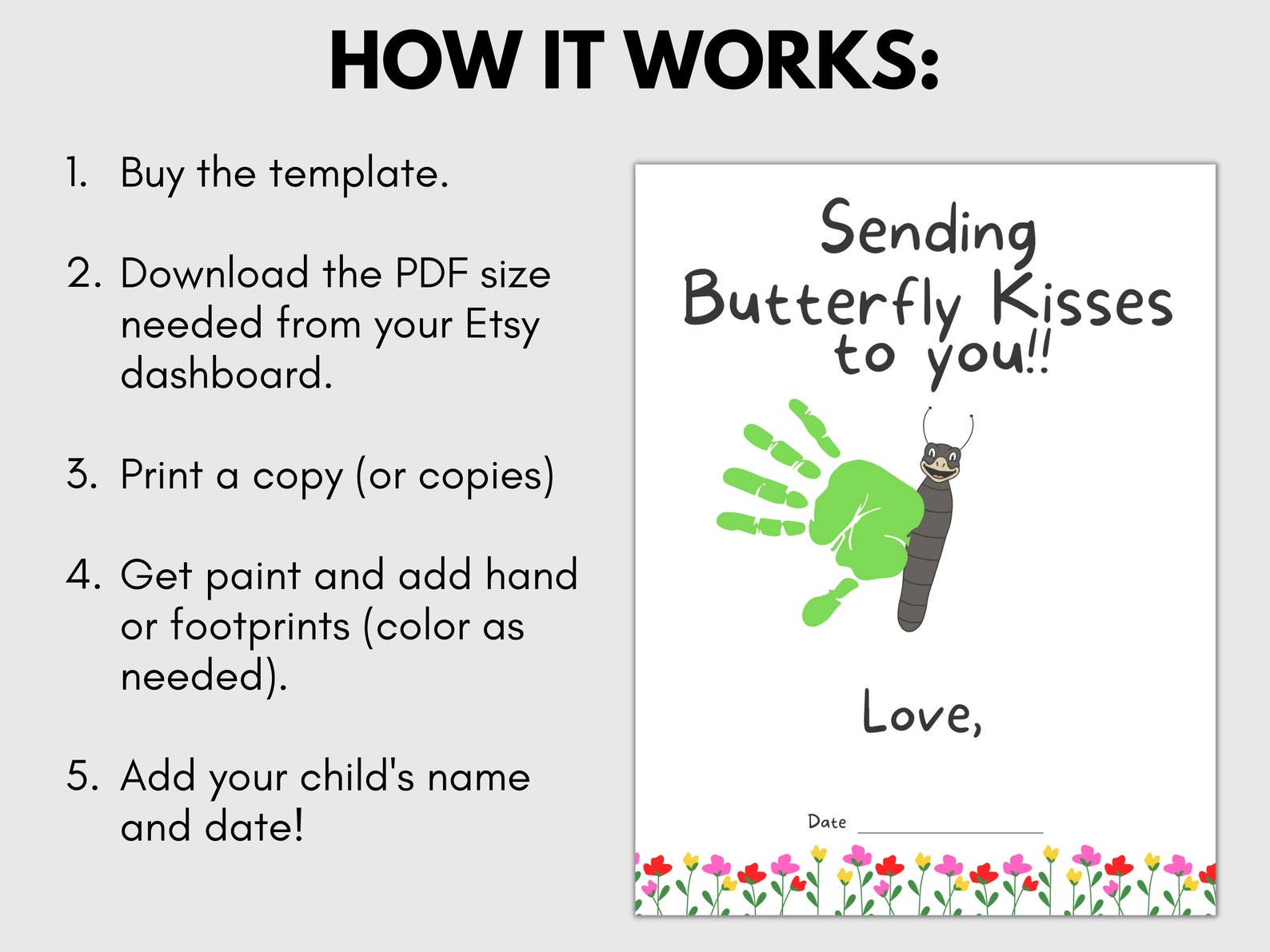 Butterfly Handprint Printable Art, Mother's Day Gift Idea, Handprint ...