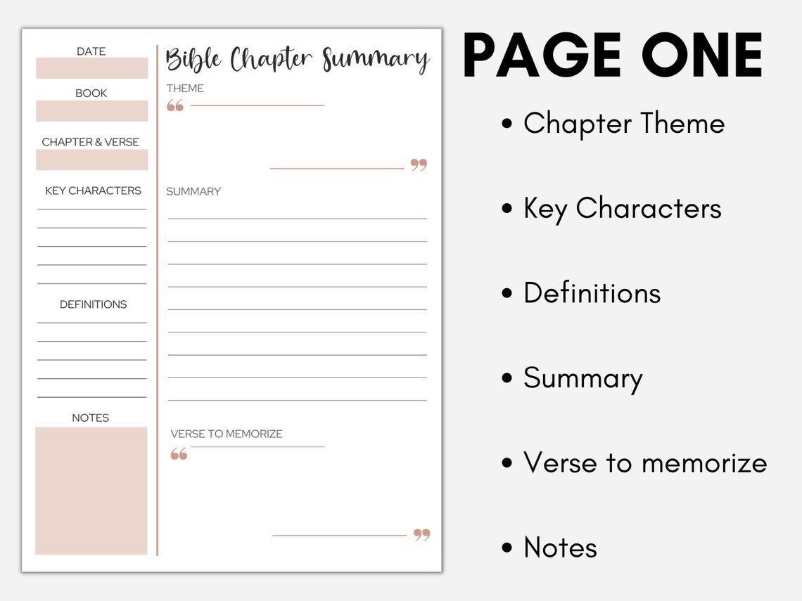 Bible Chapter Summary Template, Printable Bible Chapter Summary, Bible ...