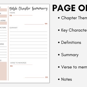 Bible Chapter Summary Template, Printable Bible Chapter Summary, Bible ...