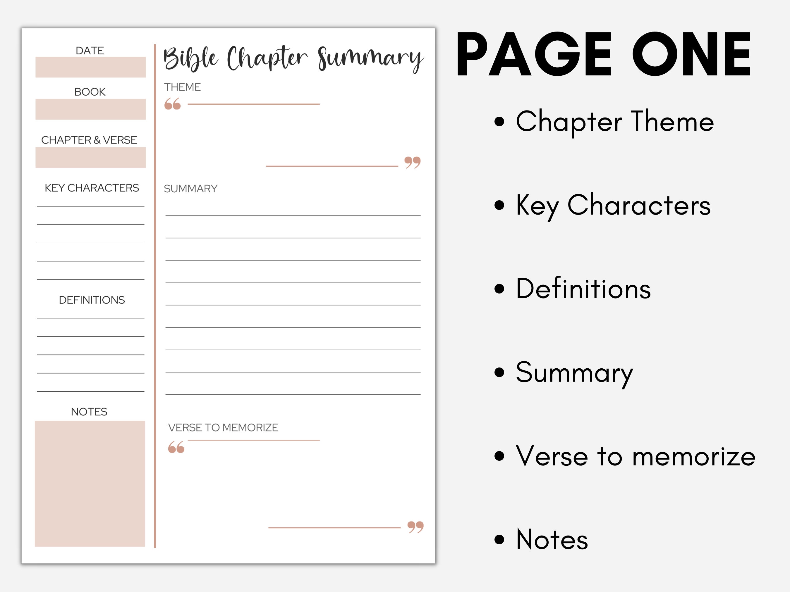 Bible Chapter Summary Template, Printable Bible Chapter Summary, Bible ...