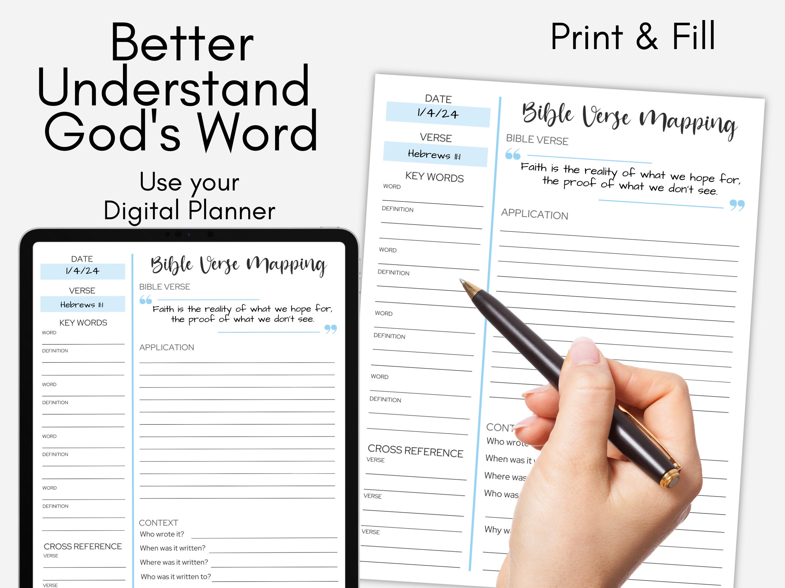Bible Verse Mapping Template, Scripture Mapping Journal, Biblical Verse ...