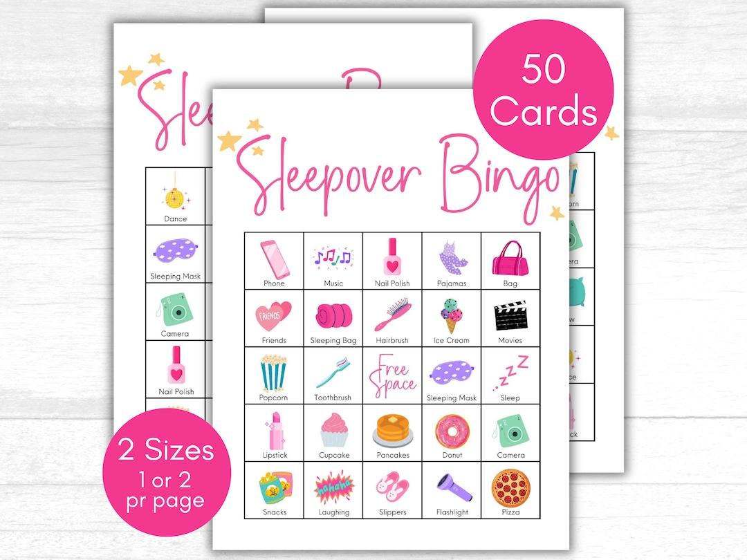 Sleepover Bingo, Sleepover Games, Slumber Party Games, Pajama Party ...