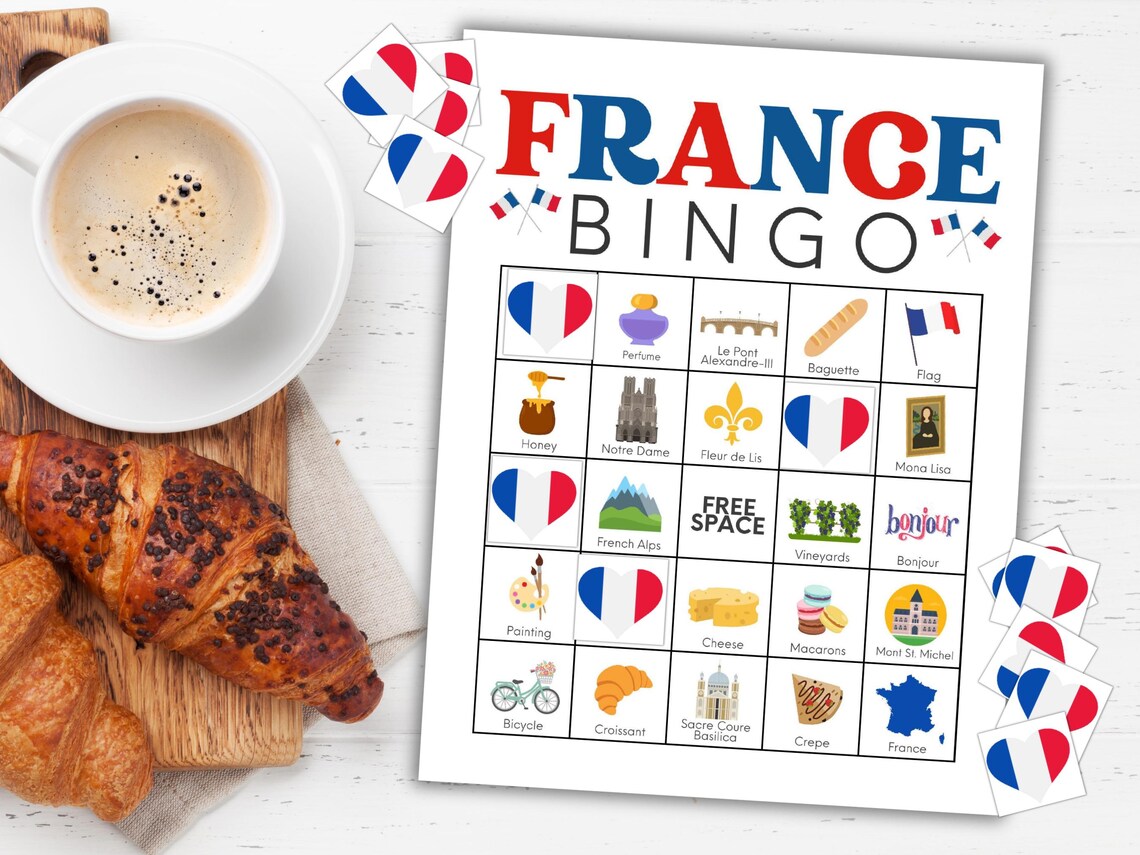 France Bingo, France Bingo Cards Printable Game, Paris France Travel ...