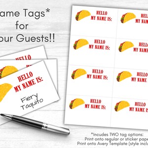 What's Your Taco Name Game, Taco Name Game With Sign and Nametags, Taco ...